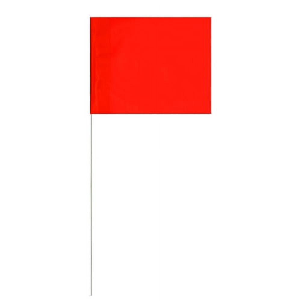 Marking Flags Fluorescent Red 4" x 5" Flag with 21" Plastic Staff (100 ...