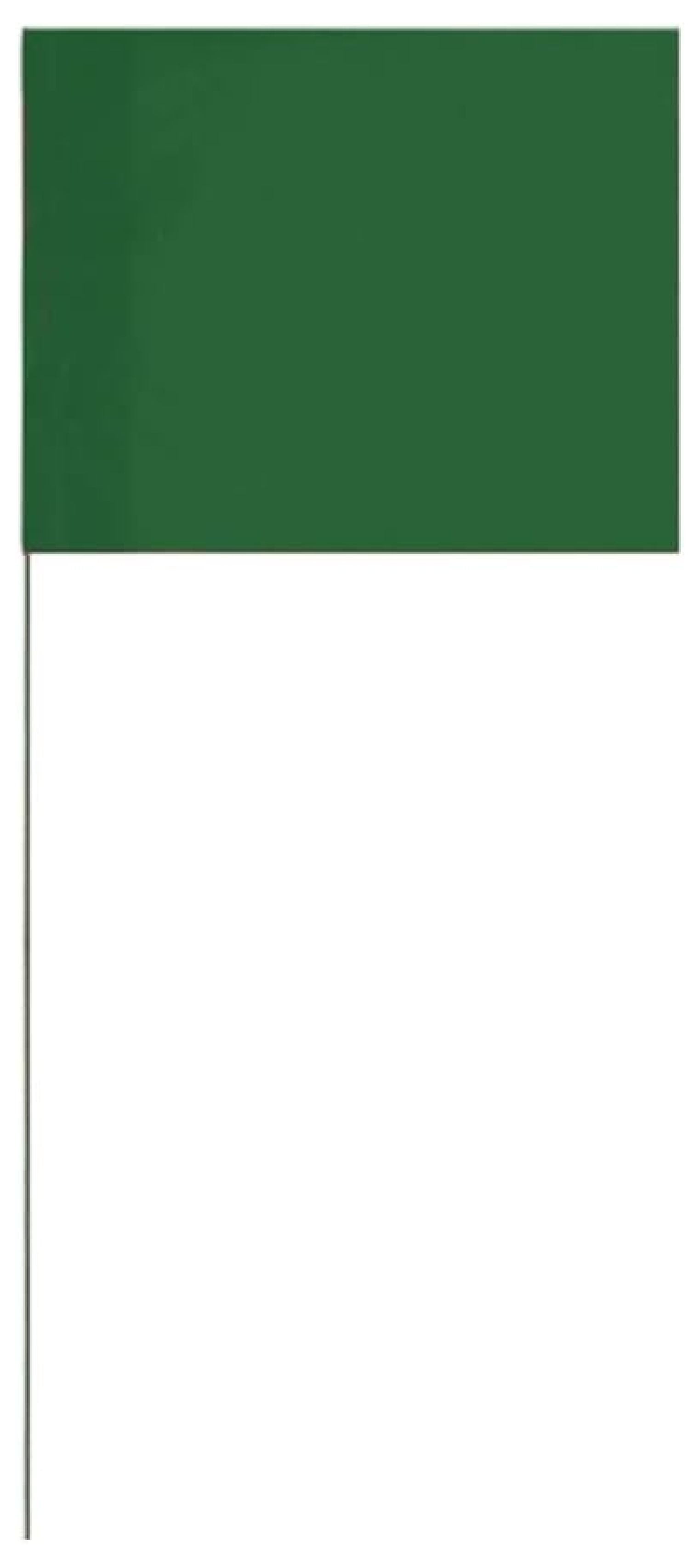 Marking Flags Green 4" x 5" Flag with 21" Wire Staff (100 Flags ...