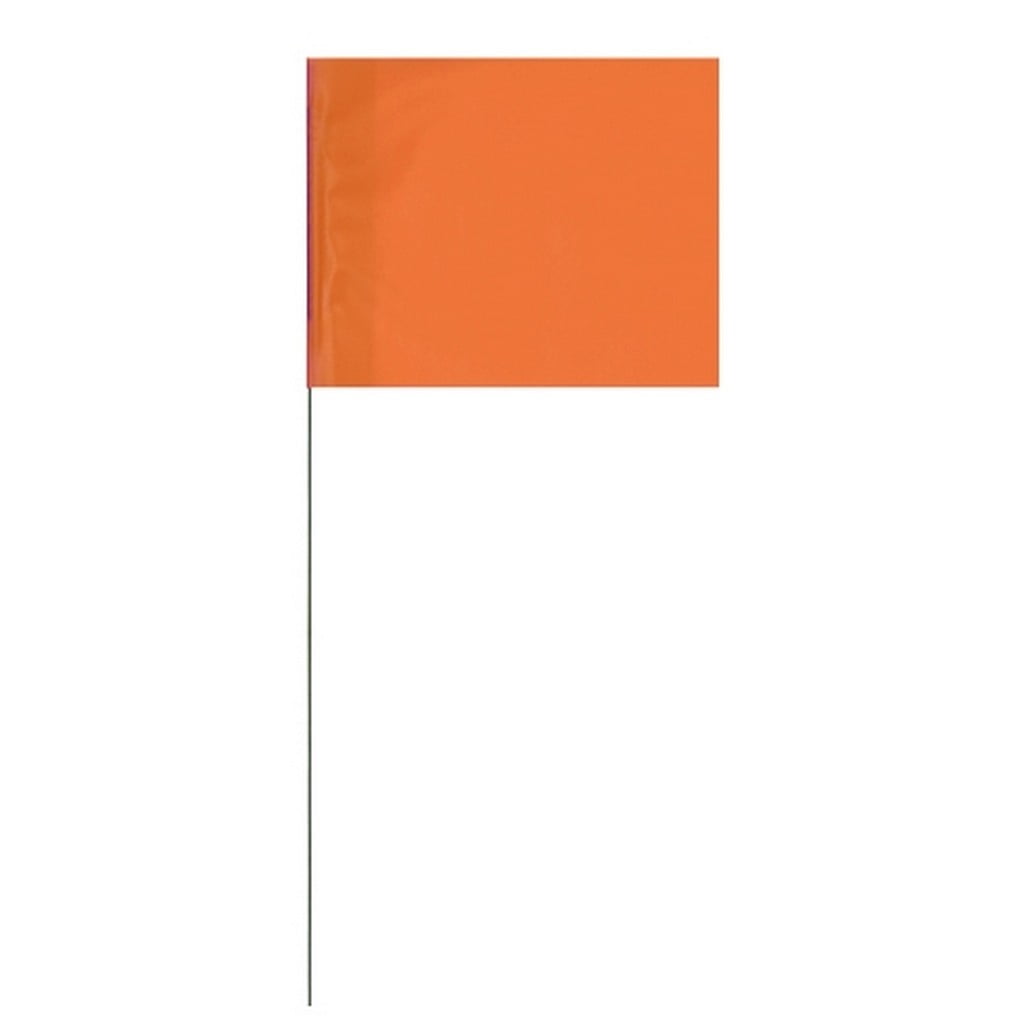Marking Flags Orange 4" X 5" Flag With 21" Wire Staff (100 Flags ...