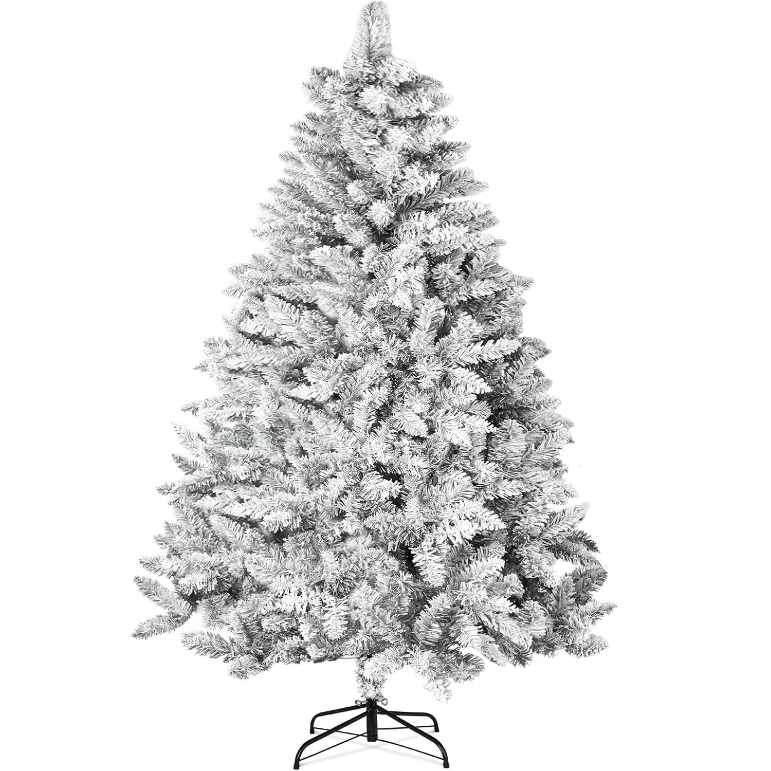 Marknig 7ft Snow Flocked Christmas Tree Premium Hinged Artificial Pine ...