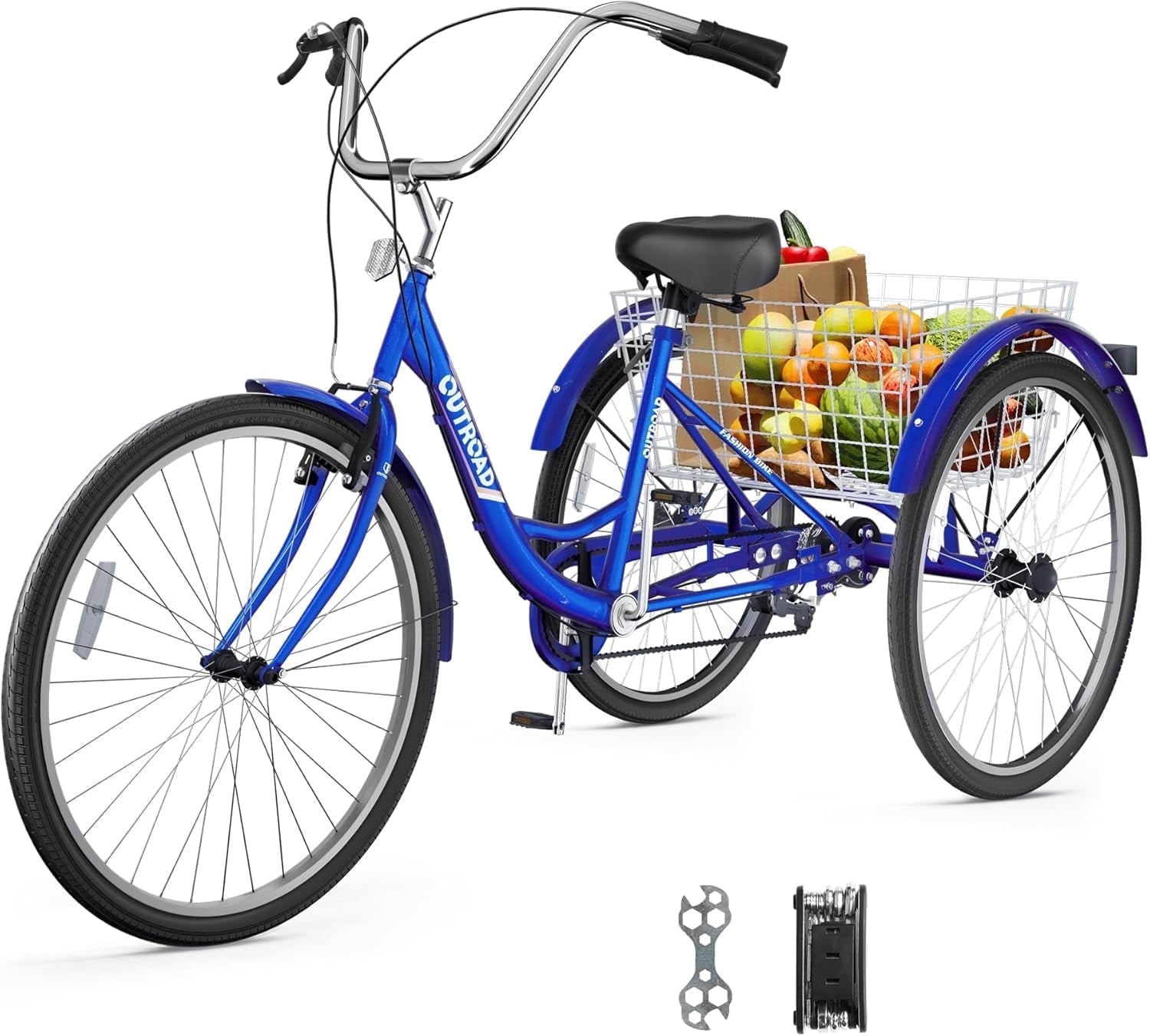 Marknig Adult Tricycle, 24 inch 7 Speed Three Wheel Bicycle, Cruiser ...