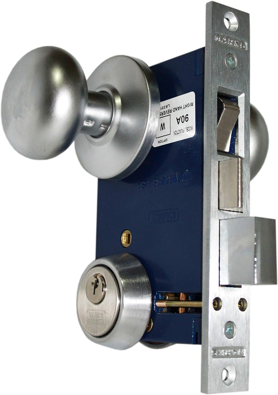 Marks 22AC RHR Chrome Double Cylinder Iron Gate Ornamental Mortise Lock ...