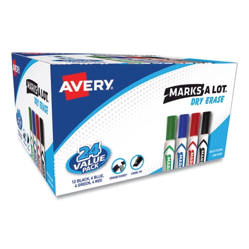 Marks A Lot Desk-Style Dry Erase Marker Value Pack, Broad Chisel Tip ...