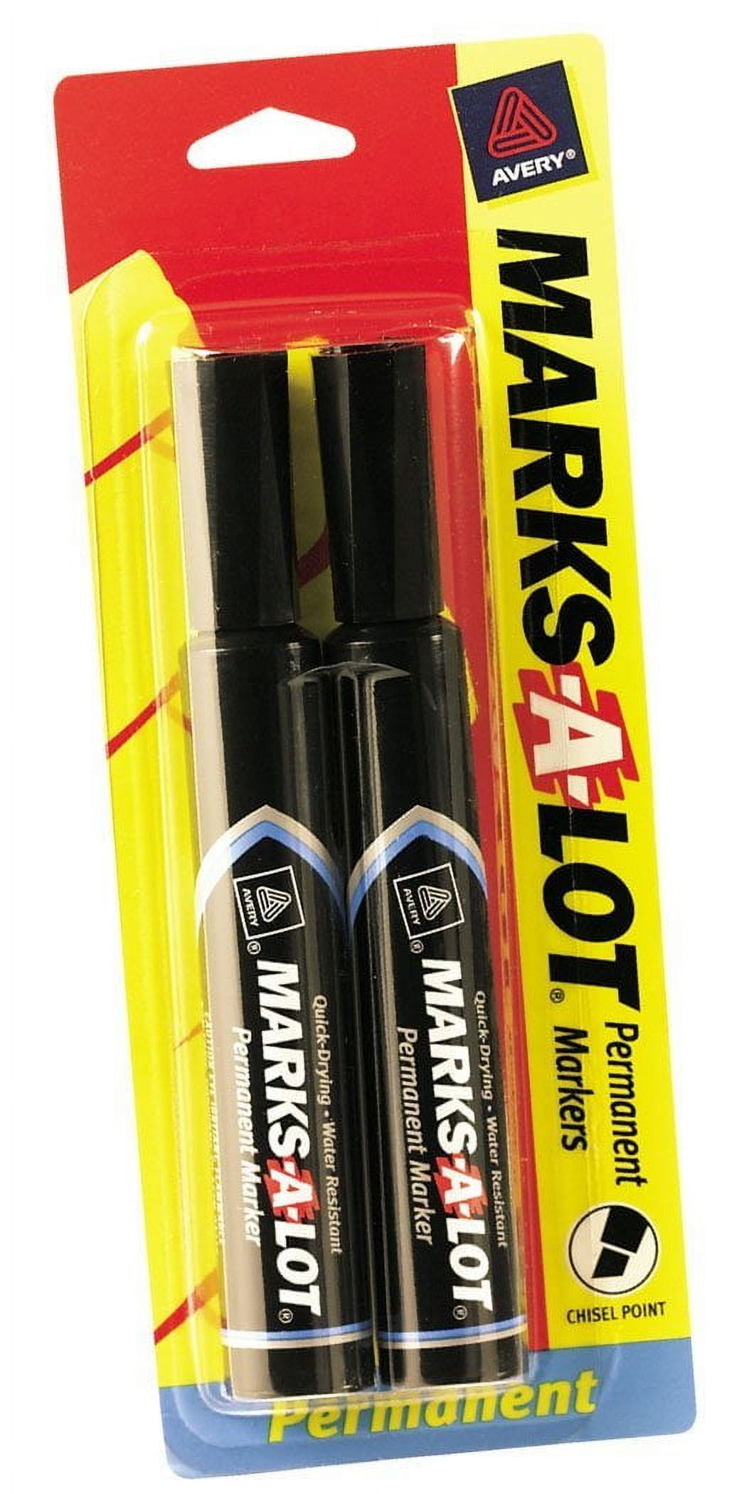 Avery Marks-A-Lot Permanent Marker - Black Ink - 2 Count, Set of 6 ...