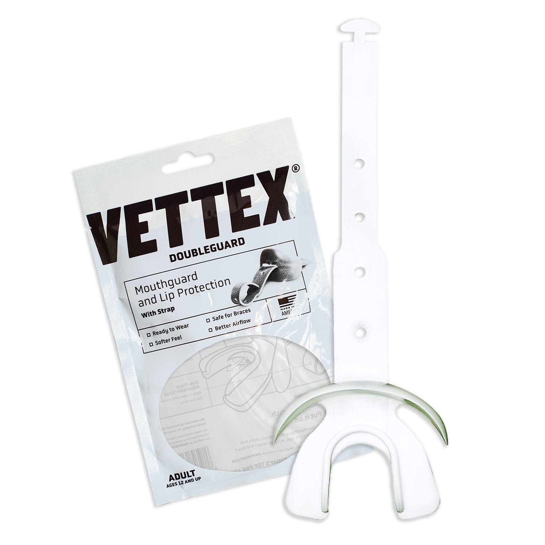 Vettex Adult Doubleguard Mouthguard for Football Clear with Breath ...