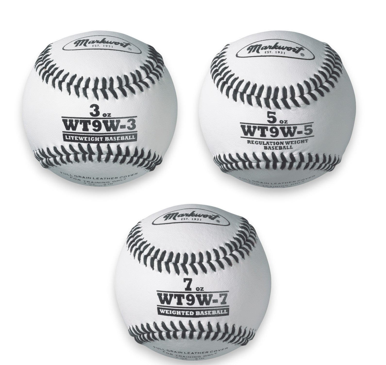 Markwort Weighted Leather Baseballs for Throwing - Help Increase Pitch ...