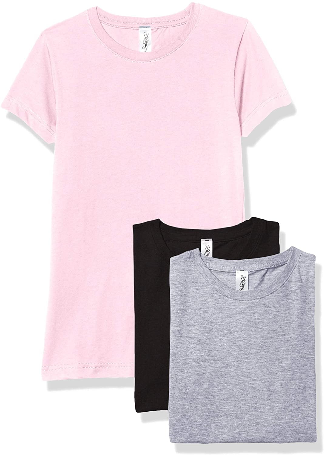Marky G Apparel Girls' Short-Sleeve Crew Neck Slim-Fit T-Shirts 100% ...