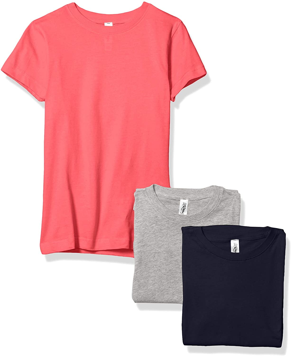 Marky G Apparel Girls' Short-Sleeve Crew Neck Slim-Fit T-Shirts 100% ...