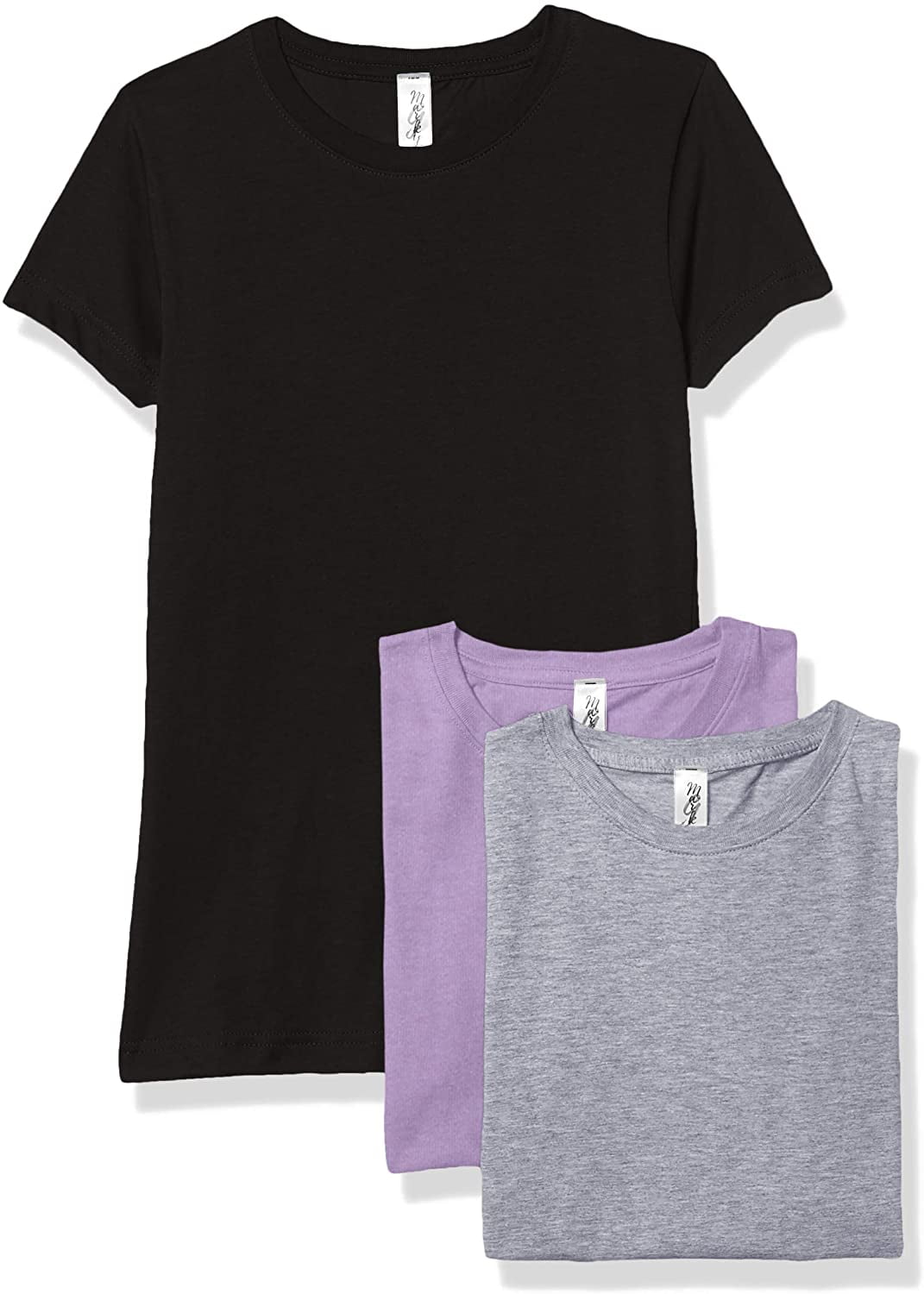 Marky G Apparel Girls' Short-Sleeve Crew Neck Slim-Fit T-Shirts 100% ...