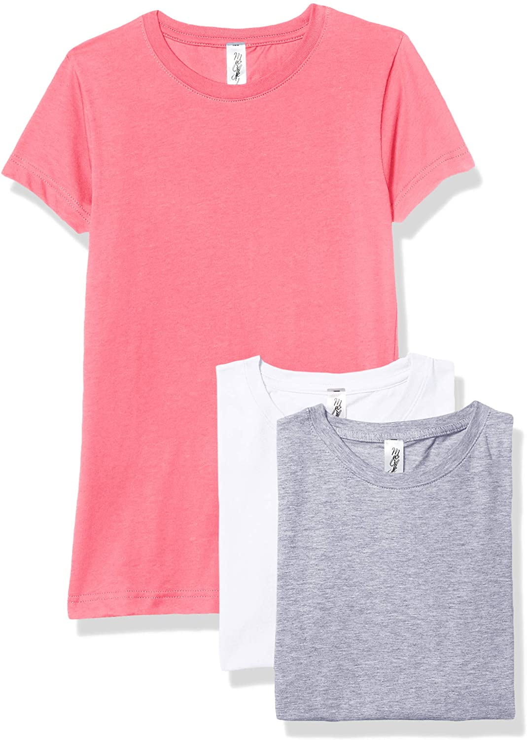 Marky G Apparel Girls' Short-Sleeve Crew Neck Slim-Fit T-Shirts 100% ...