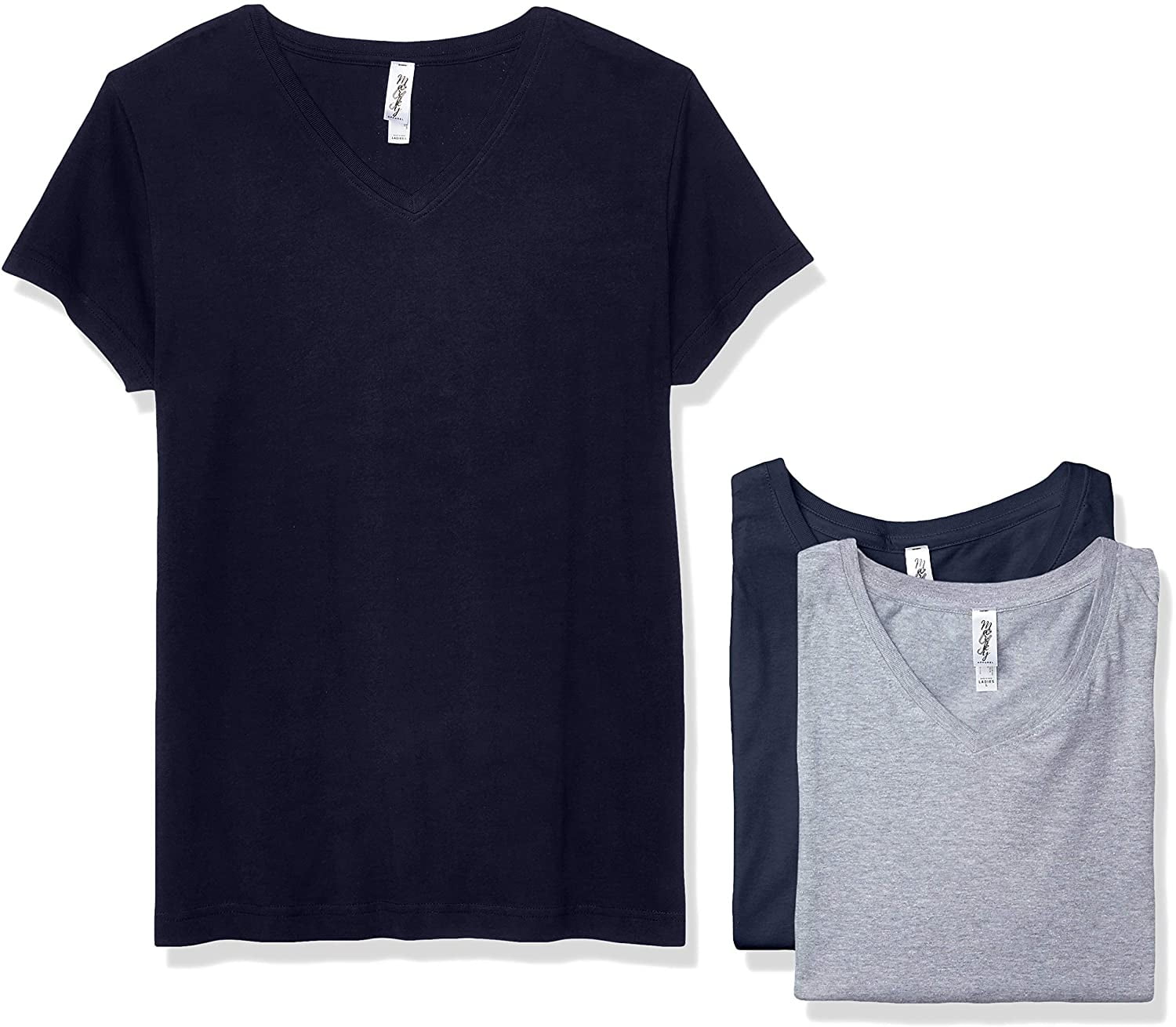 Marky G Apparel Women's Fine Jersey V-Neck Longer Length T-Shirt (Pack ...