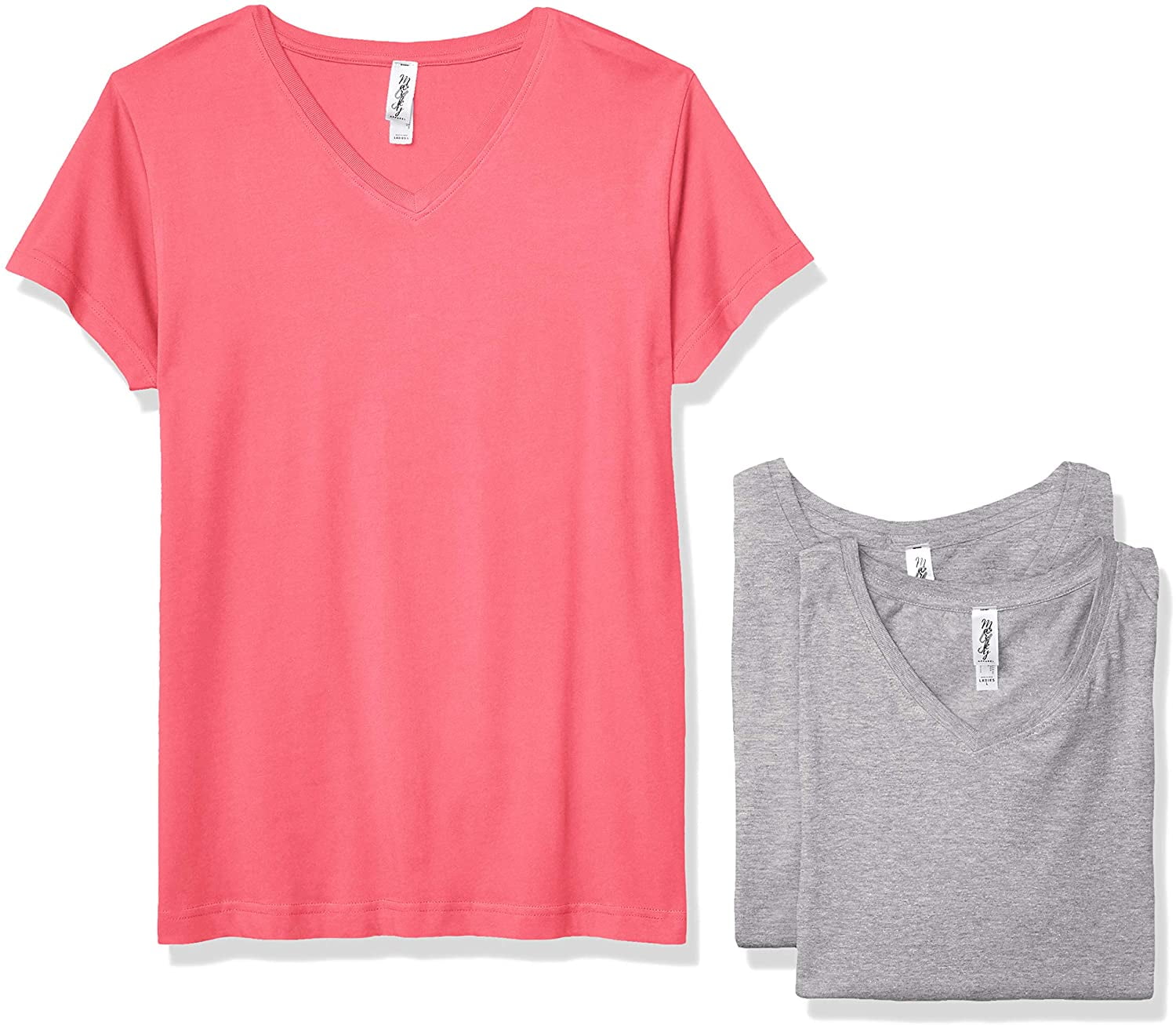 Marky G Apparel Women's Fine Jersey V-Neck Longer Length T-Shirt (Pack ...