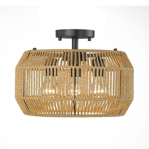 Golden Lighting Marlee 3-light Semi-Flush Mount in Matte Black ...