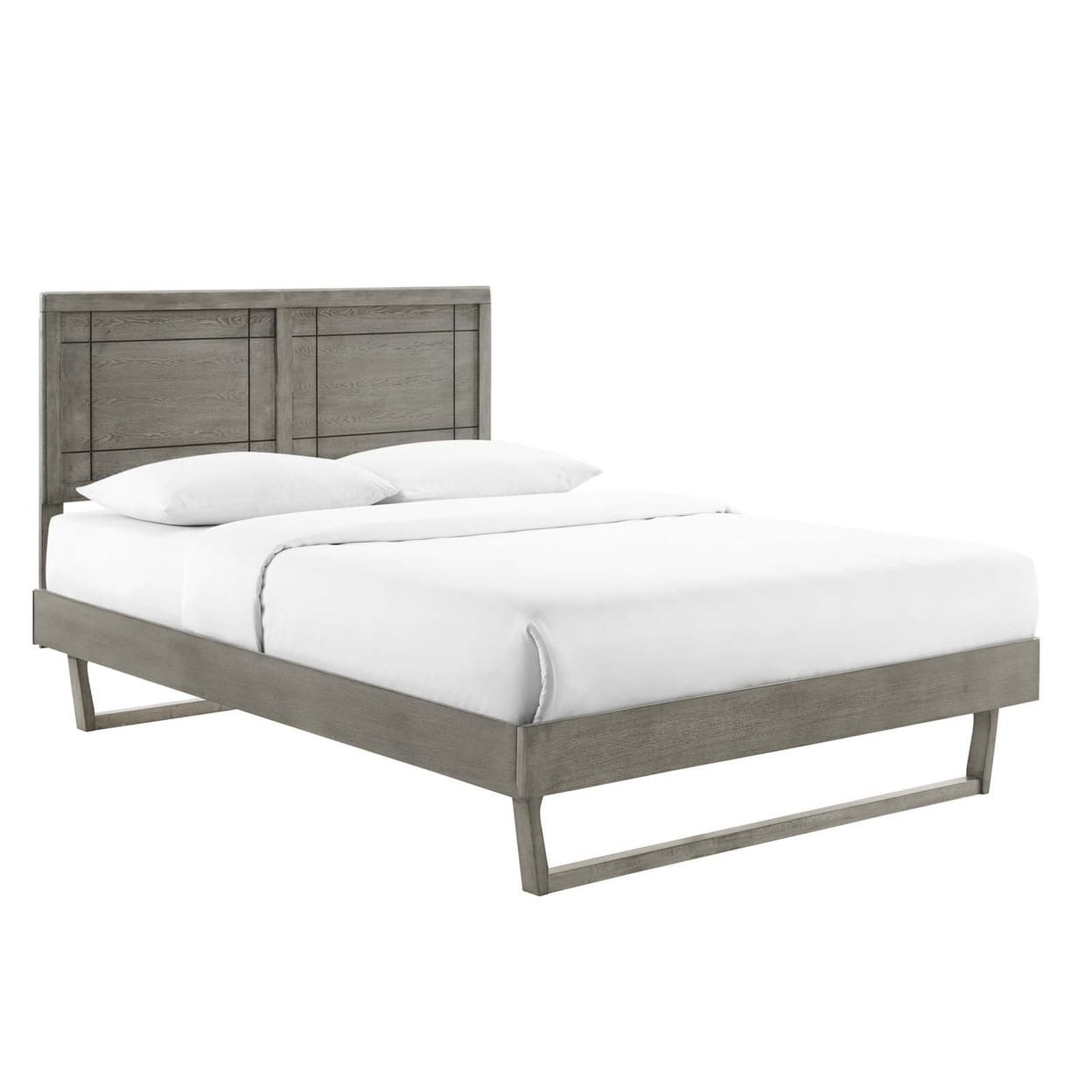 Marlee King Wood Platform Bed With Angular Frame Gray - Walmart.com