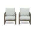 Marlee Outdoor Acacia Wood Club Chair with Cushions (Set of 2), Gray ...