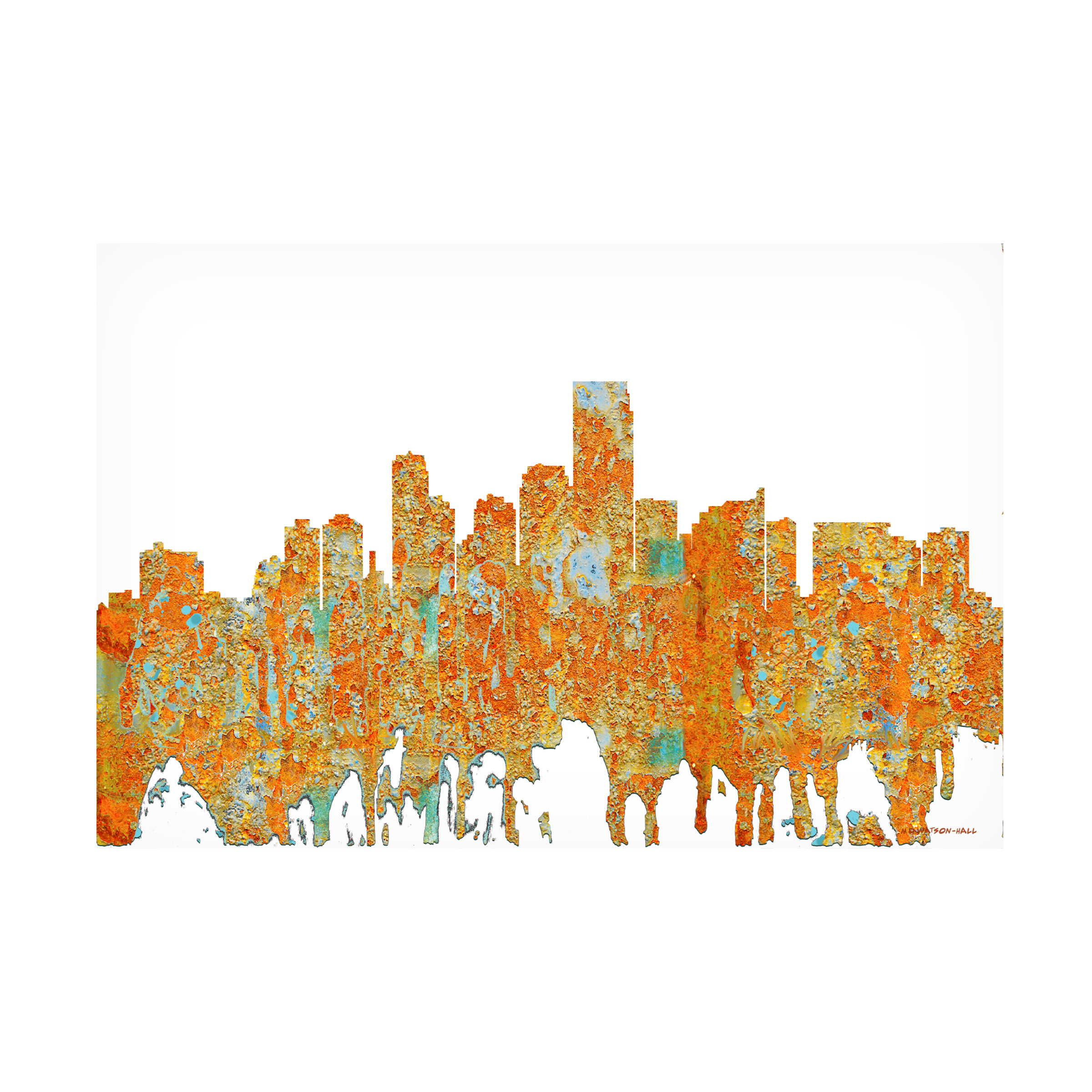 Marlene Watson 'Jersey City New Jersey Skyline Rust' Canvas Art ...
