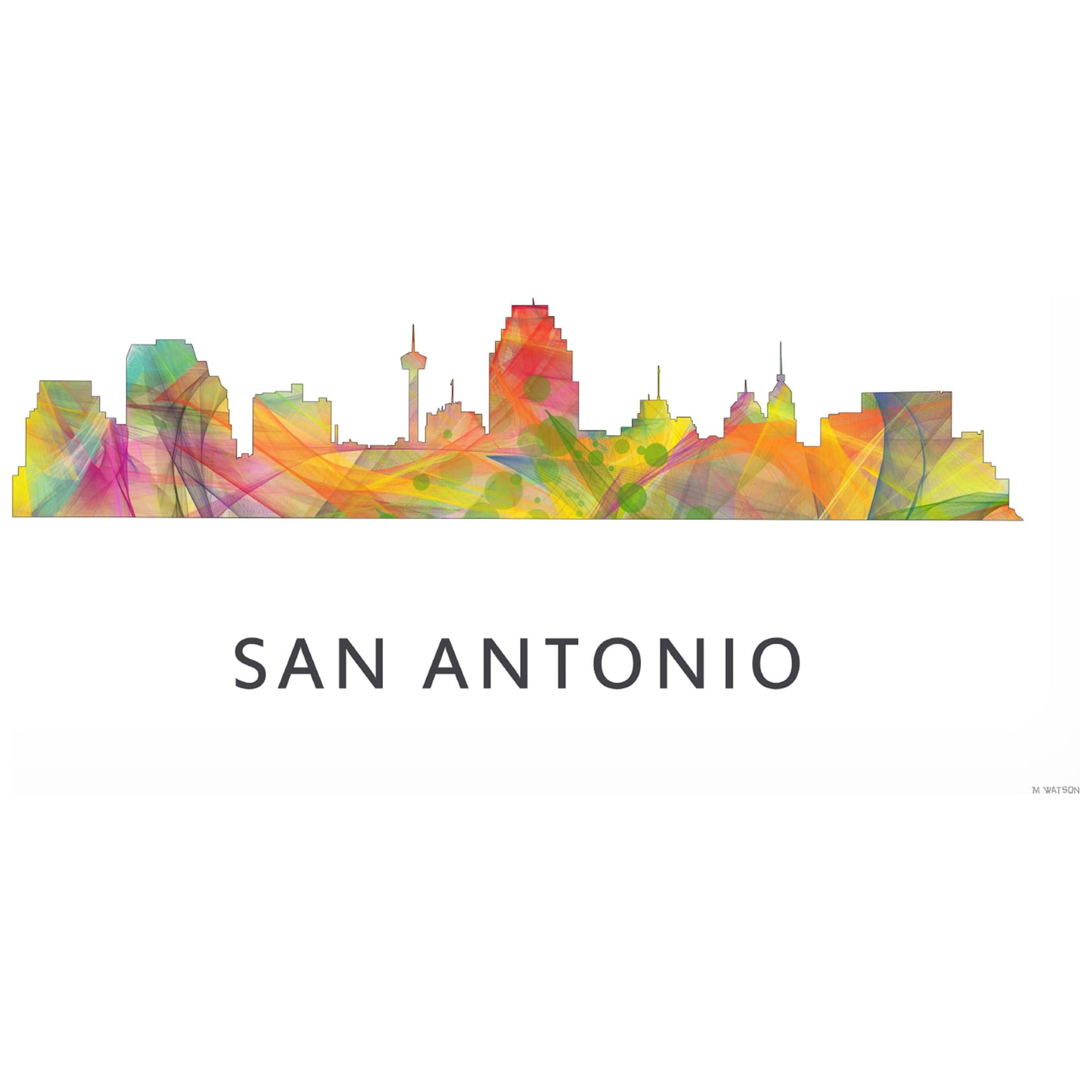 Marlene Watson 'San Antonio Texas Skyline' Canvas Art - Walmart.com