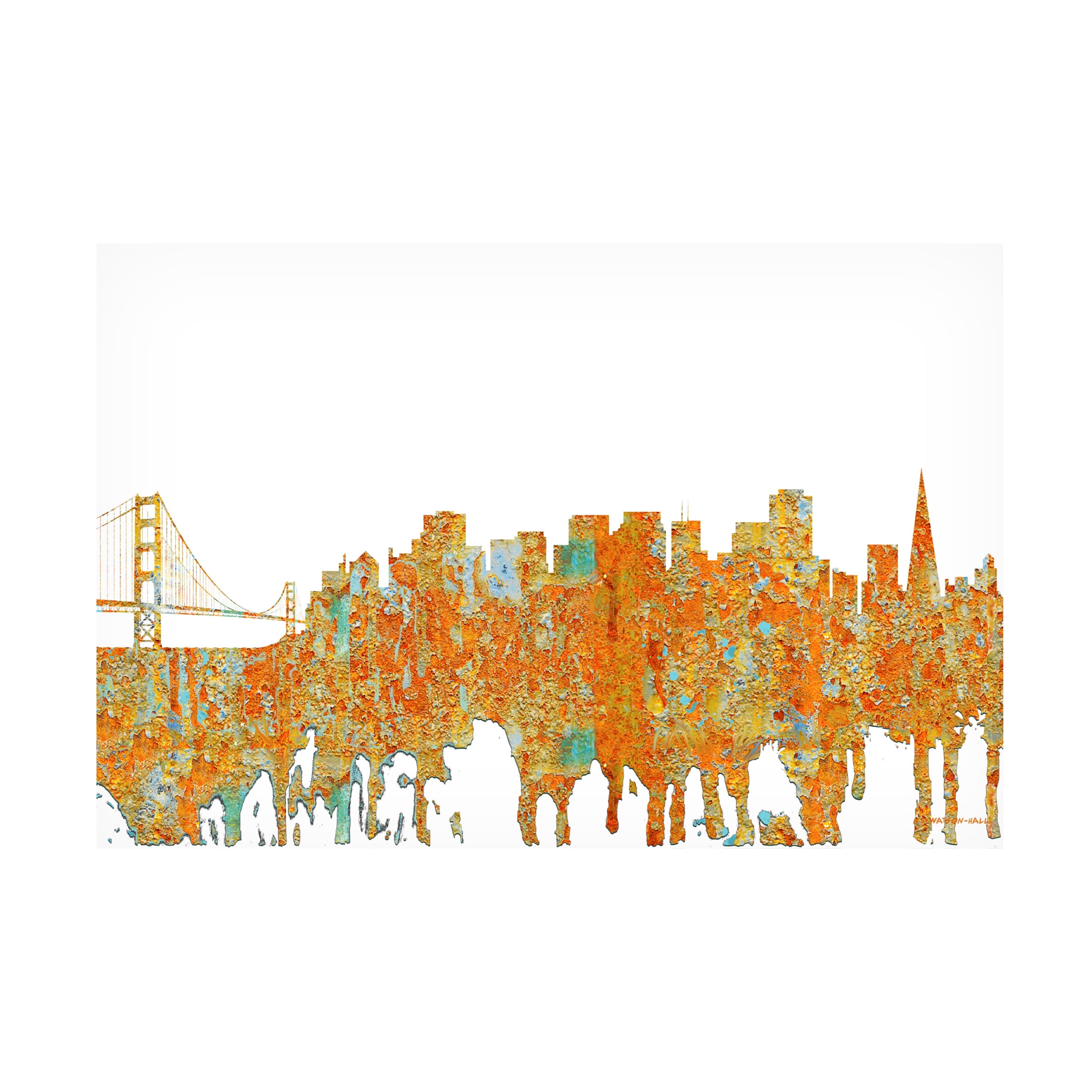 Marlene Watson 'San Francisco Skyline Rust' Canvas Art - Walmart.com