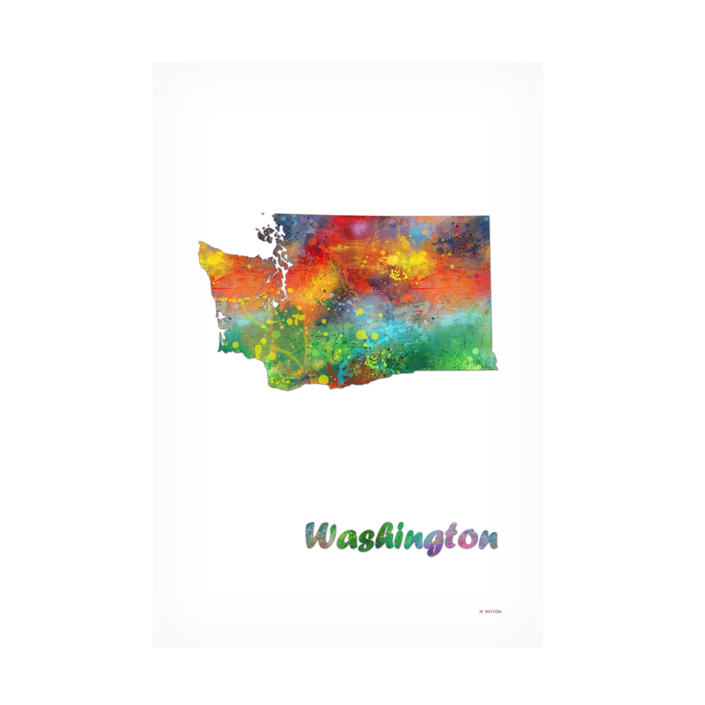 Free Shipping! Trademark Fine Art Marlene Watson Washington State Map ...