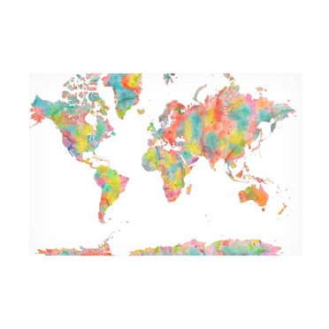 Marlene Watson 'Upside Down Map Of The World Clr 1' Canvas Art ...