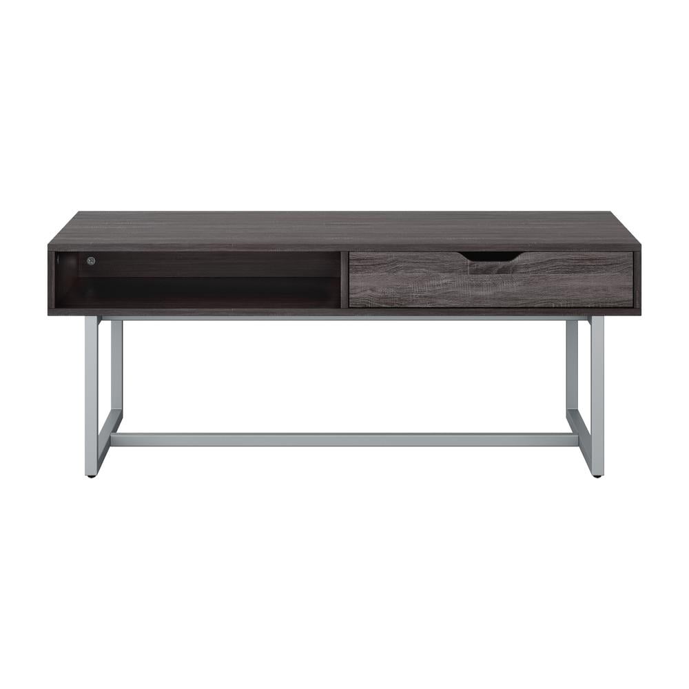 Marley Gray Engineered Wood Single Drawer Coffee Table with Cubby ...