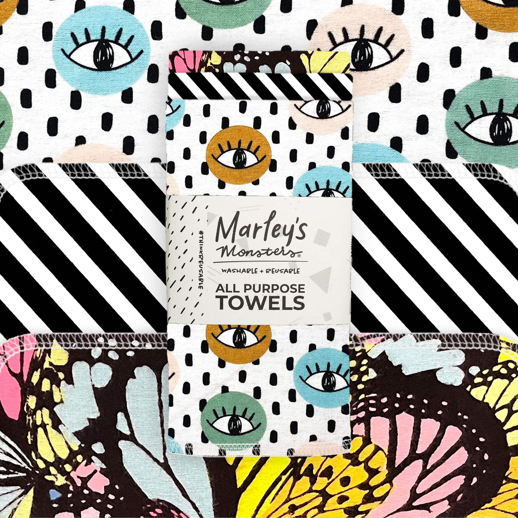 Marley's Monsters All Purpose Towels: 3 Count Pack - Cotton Flannel ...