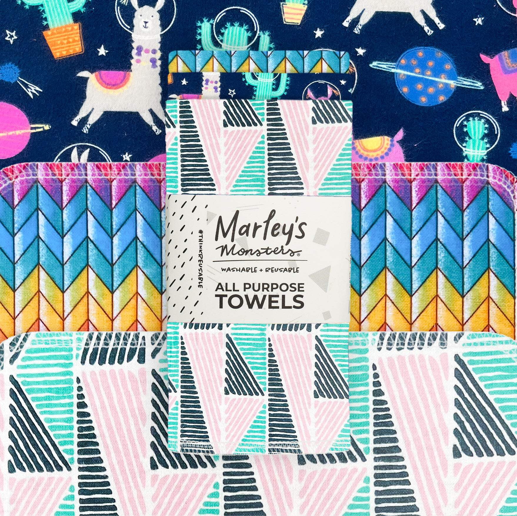 Marley's Monsters All Purpose Towels: 3 Count Pack - Cotton Flannel ...