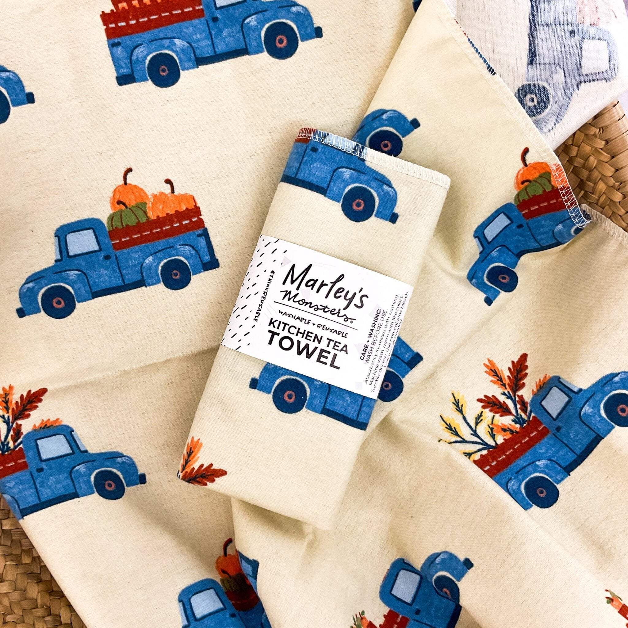 Marley's Monsters Kitchen Tea Towel: Pumpkin Patch Prints Premium ...