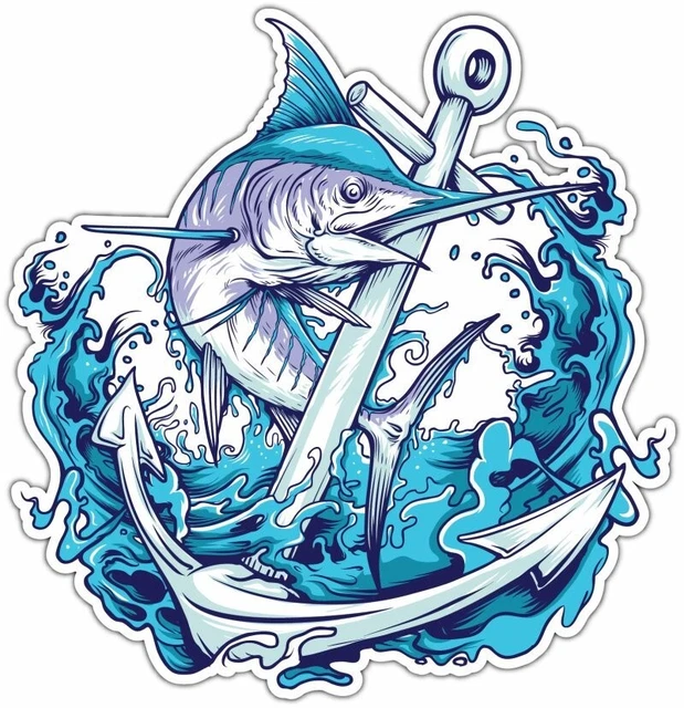 Marlin Anchor Ocean Fishing Fish Fisherman Car Stickerphone Decal Water ...
