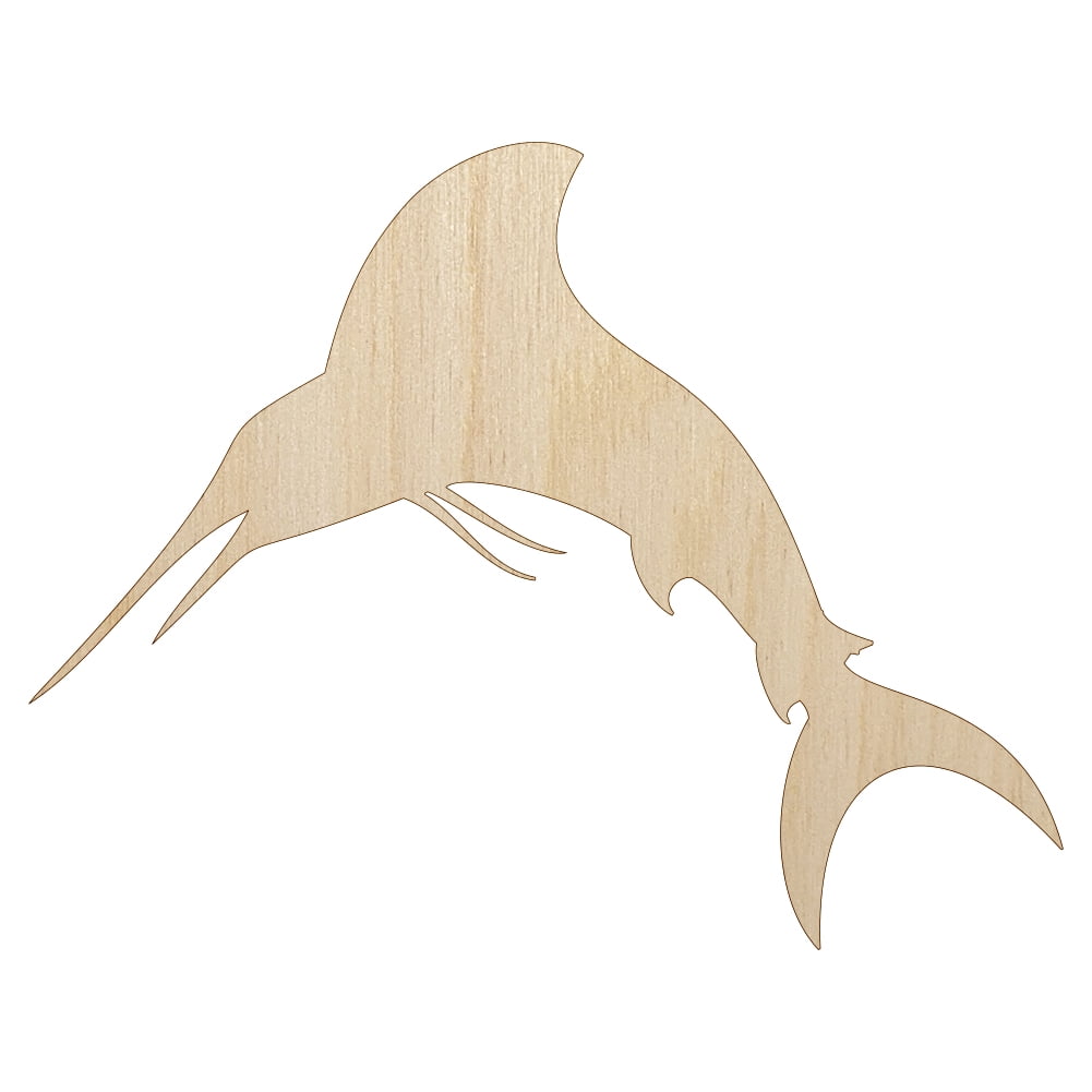 Marlin Fish Wood Shape Unfinished Piece Cutout Craft DIY Projects - 6. ...