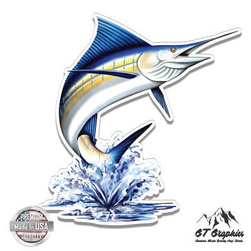 Marlin Jumping - 5" Vinyl Sticker - For Car Laptop I-Pad - Waterproof ...