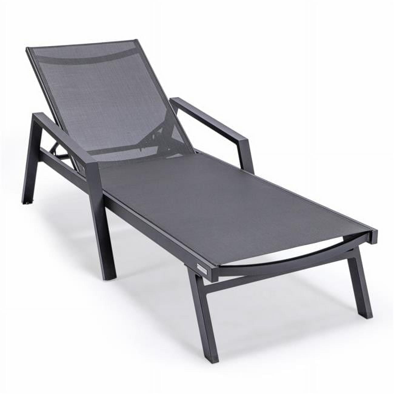 Marlin Patio Chaise Lounge Chair with Armrests in Black Aluminum Frame ...