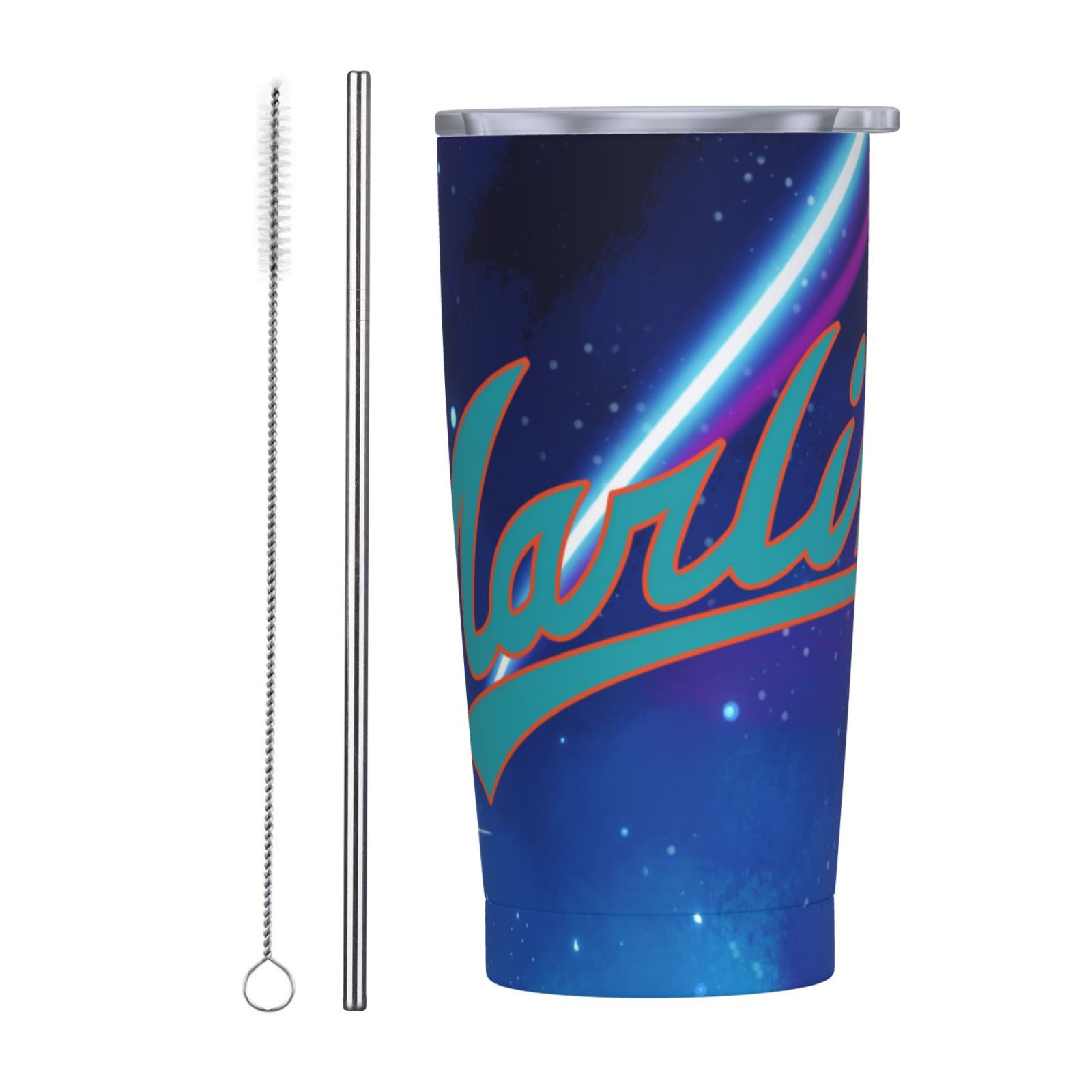 Marlins 2025 Custom Team Logo 20oz Car Straw Cup | Vacuum Insulated ...