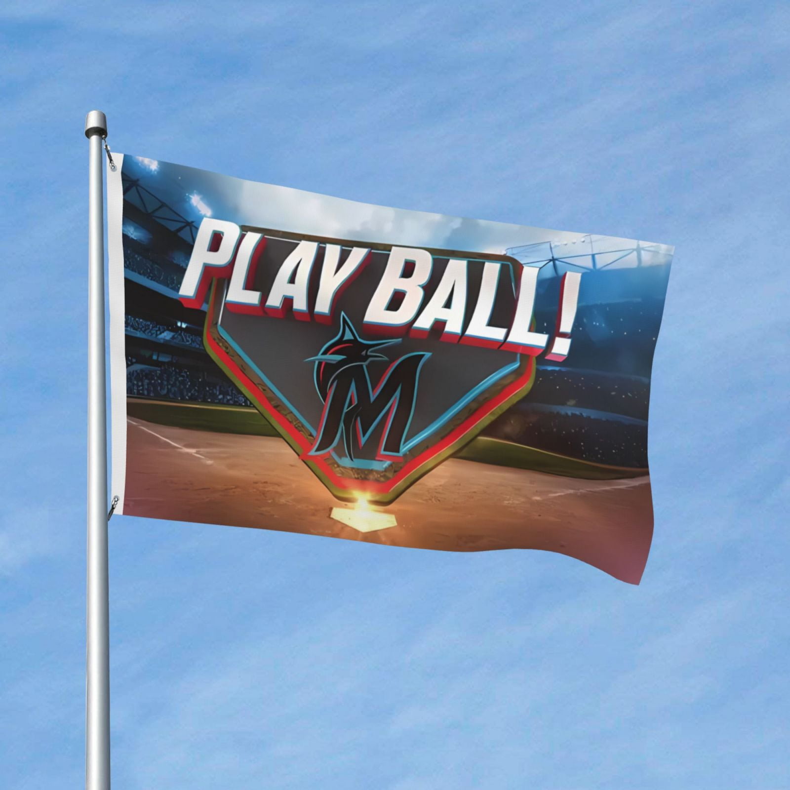 Marlins Custom American Baseball Team Logo Double Sided Flag 3x5FT ...
