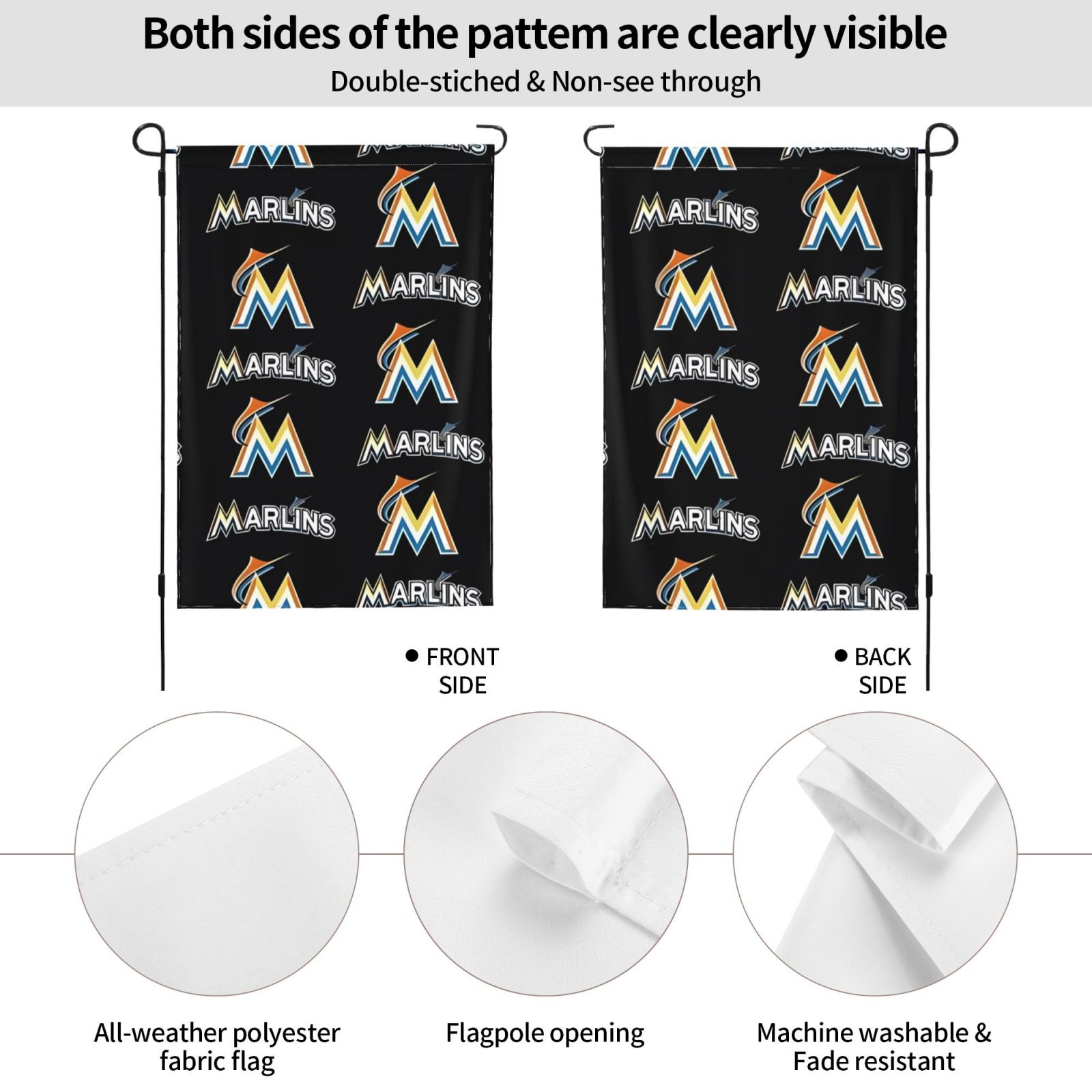 Marlins Garden personalized Double Sided Flag Football Fans National ...