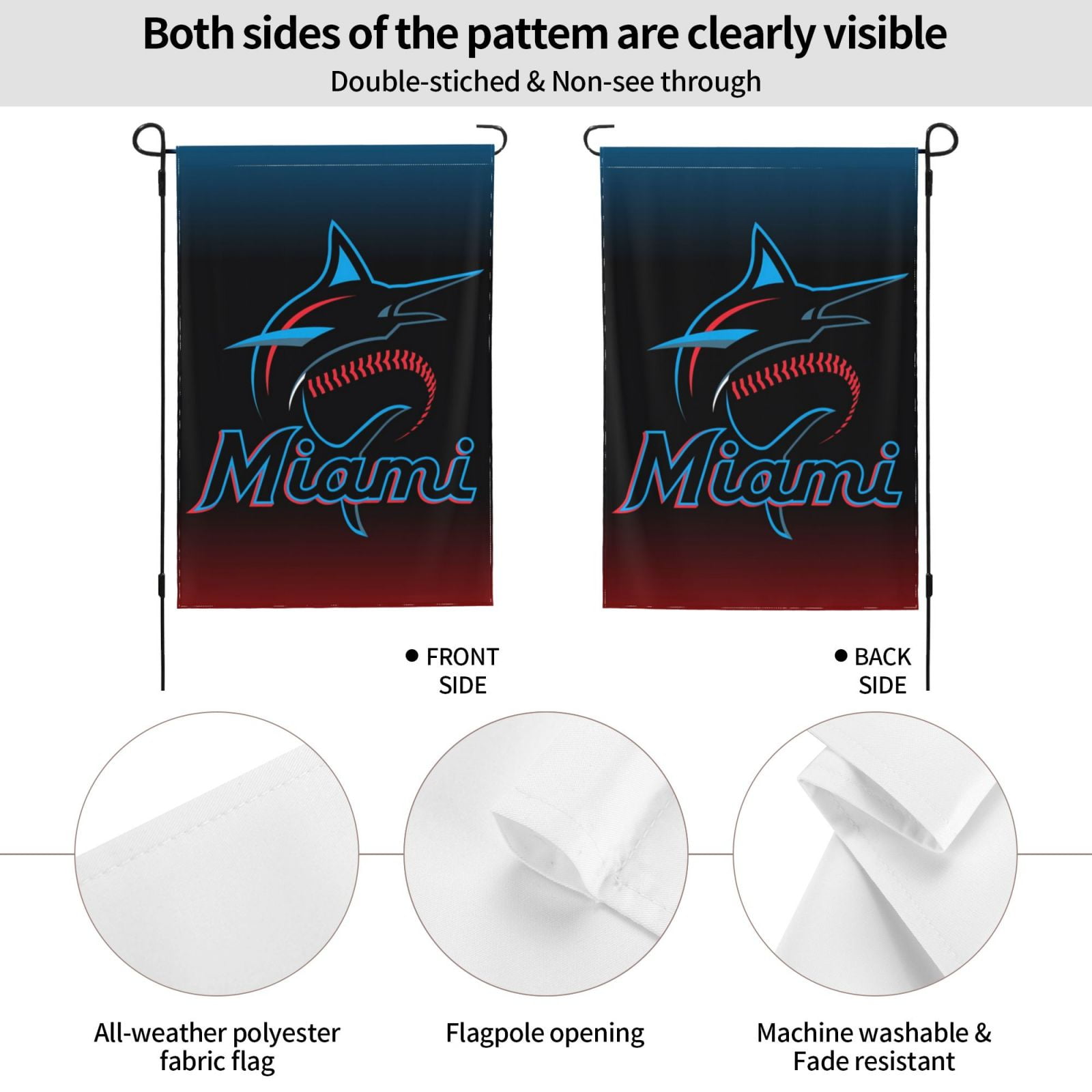 Marlins Garden personalized Double Sided Flag Football Fans National ...