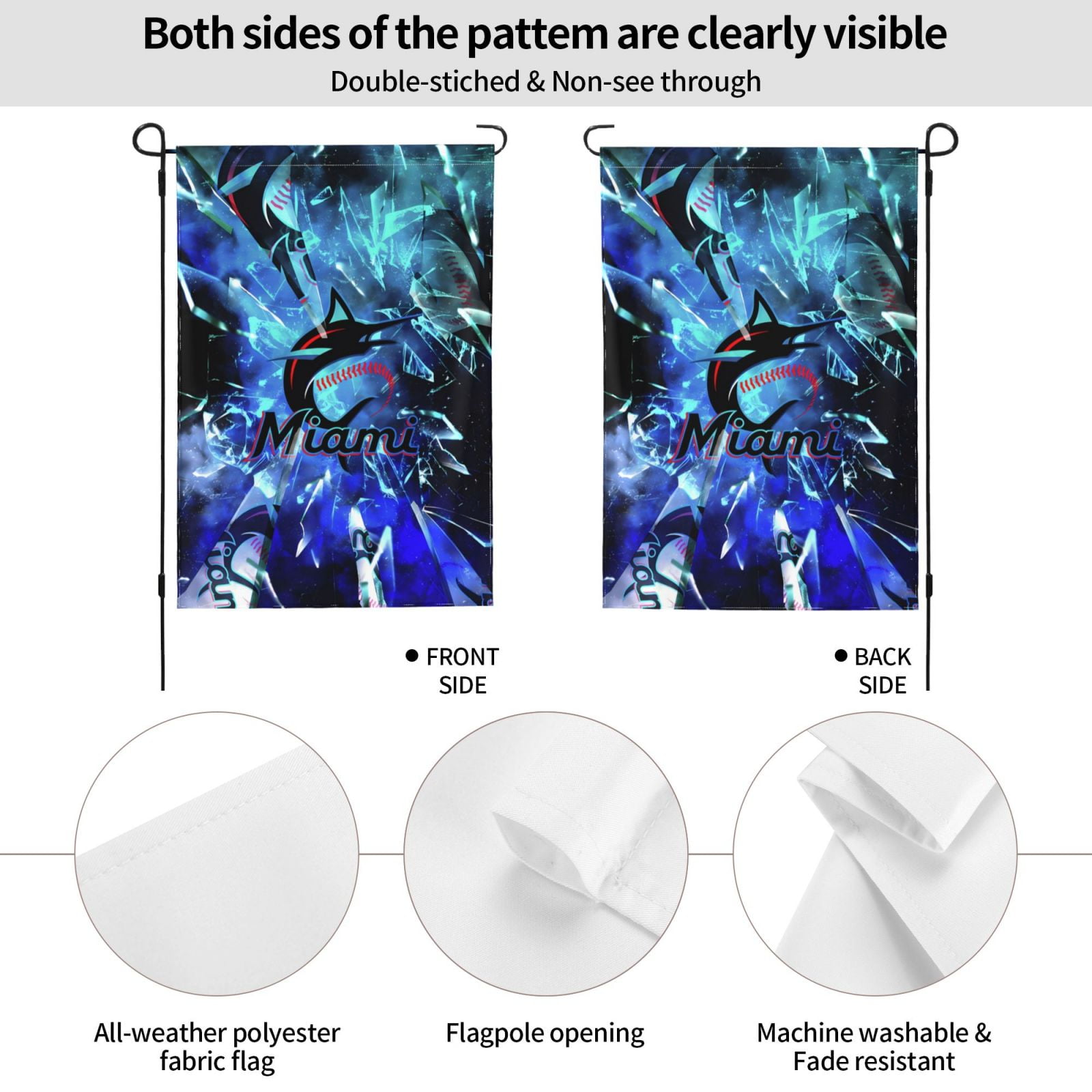 Marlins Garden personalized Double Sided Flag Football Fans National ...