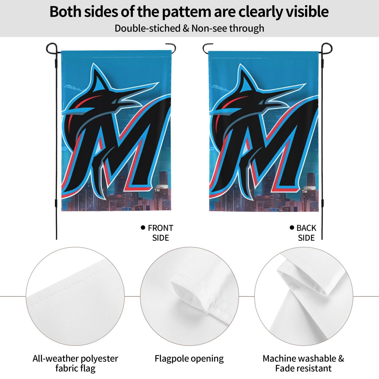 Marlins Garden personalized Double Sided Flag Football Fans National ...