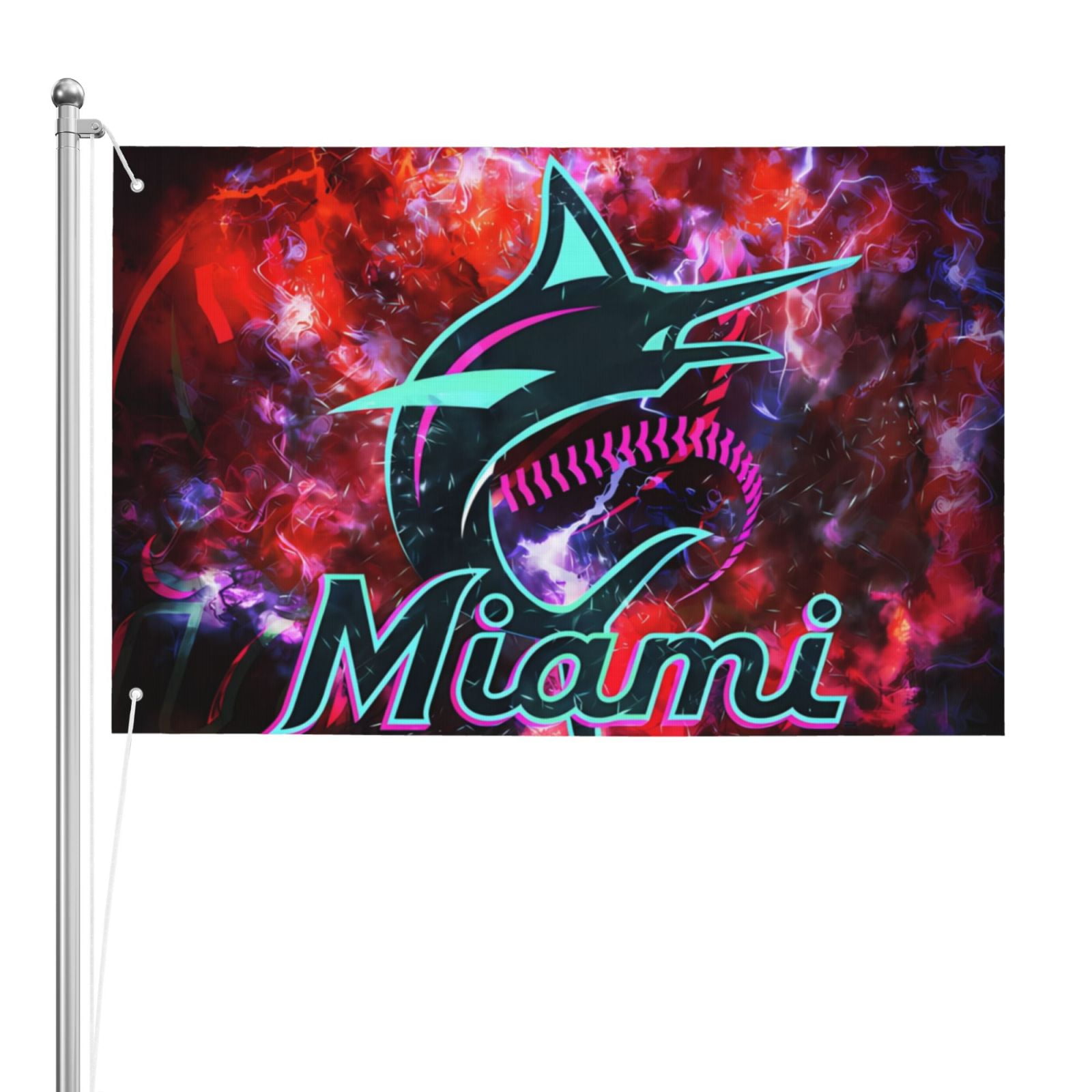 Marlins Three Layer personalized Double Sided Flag Football Fans ...