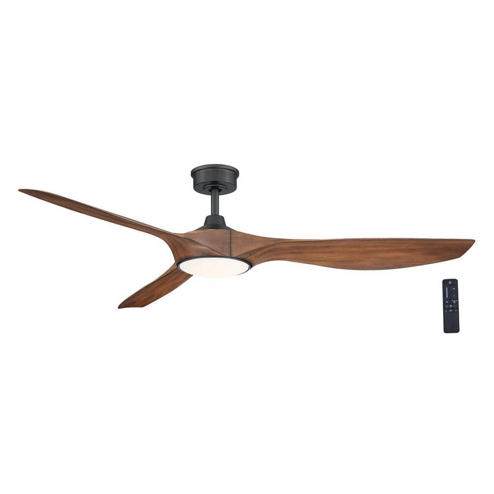 Marlon 66 in. Integrated LED Indoor Natural Iron Ceiling Fan with Light ...