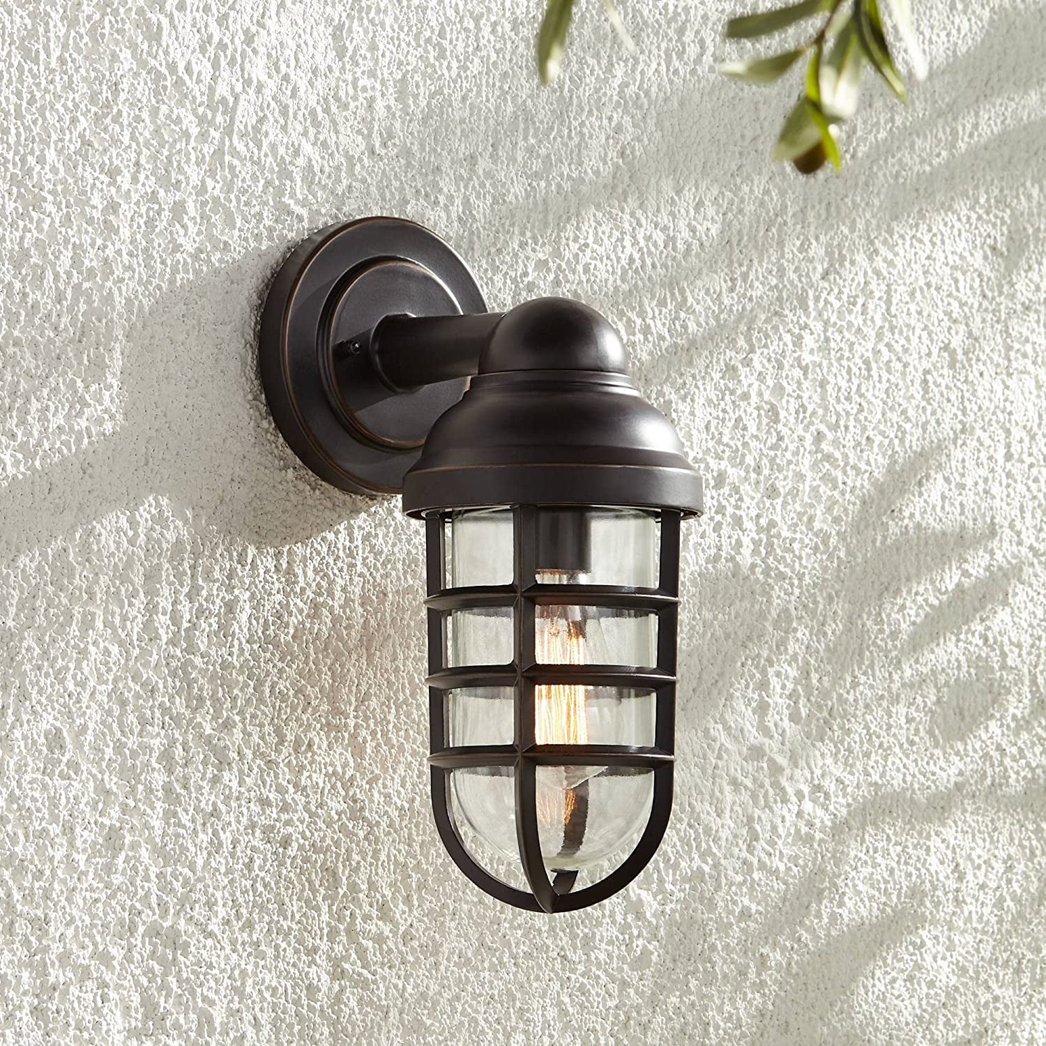 Marlowe Rustic Industrial Farmhouse Outdoor Wall Light Fixture ...