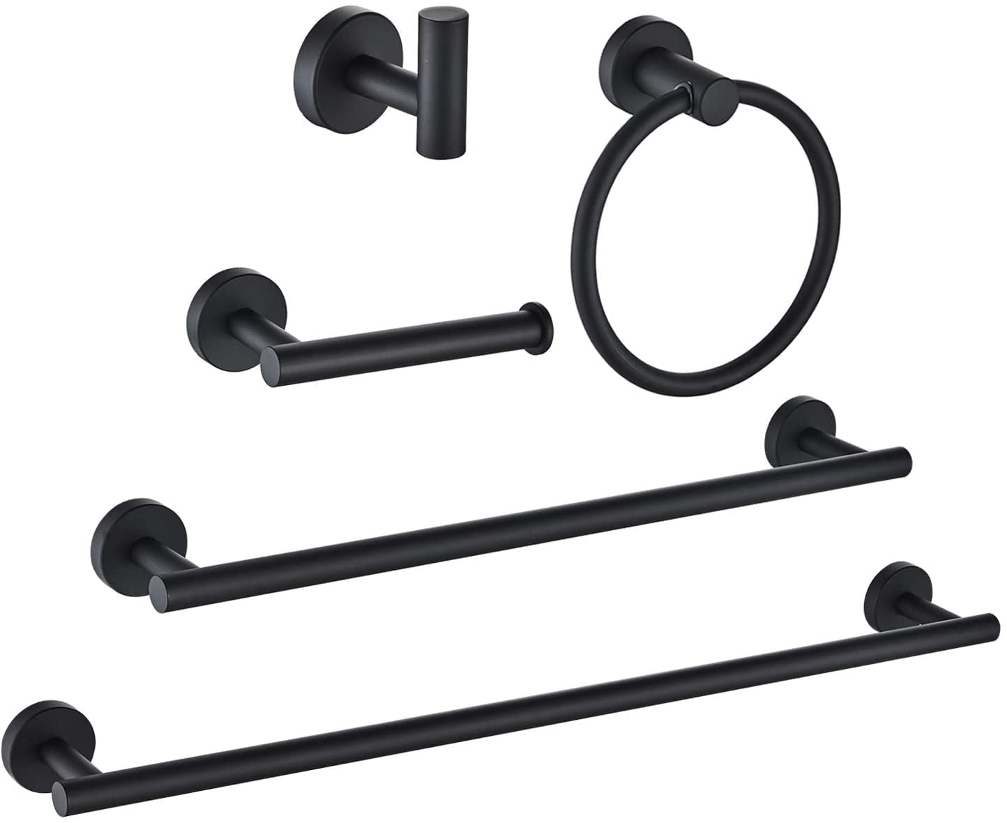 Marmolux Acc 5-Piece Matte Black Bathroom Hardware Set, Stainless Steel ...