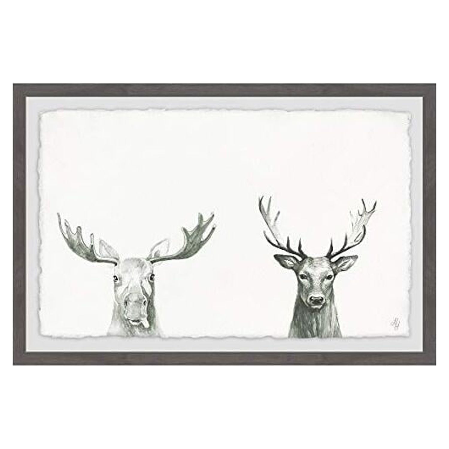 Marmont Hill Antler Pair Framed Painting Print - Walmart.com