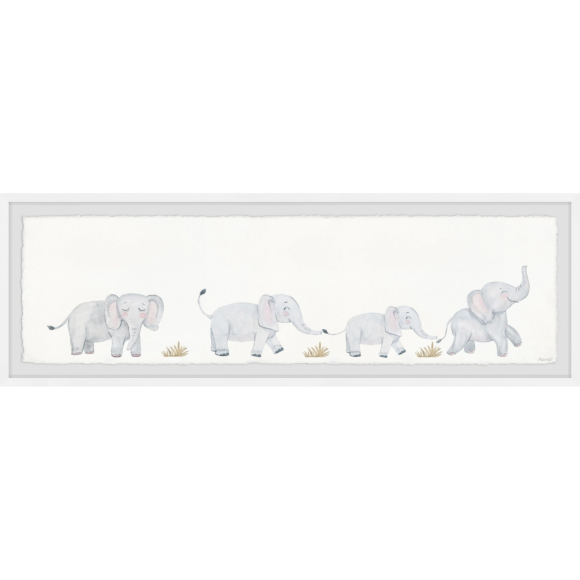 Marmont Hill Baby Elephant First Steps Framed Painting Print - Walmart.com