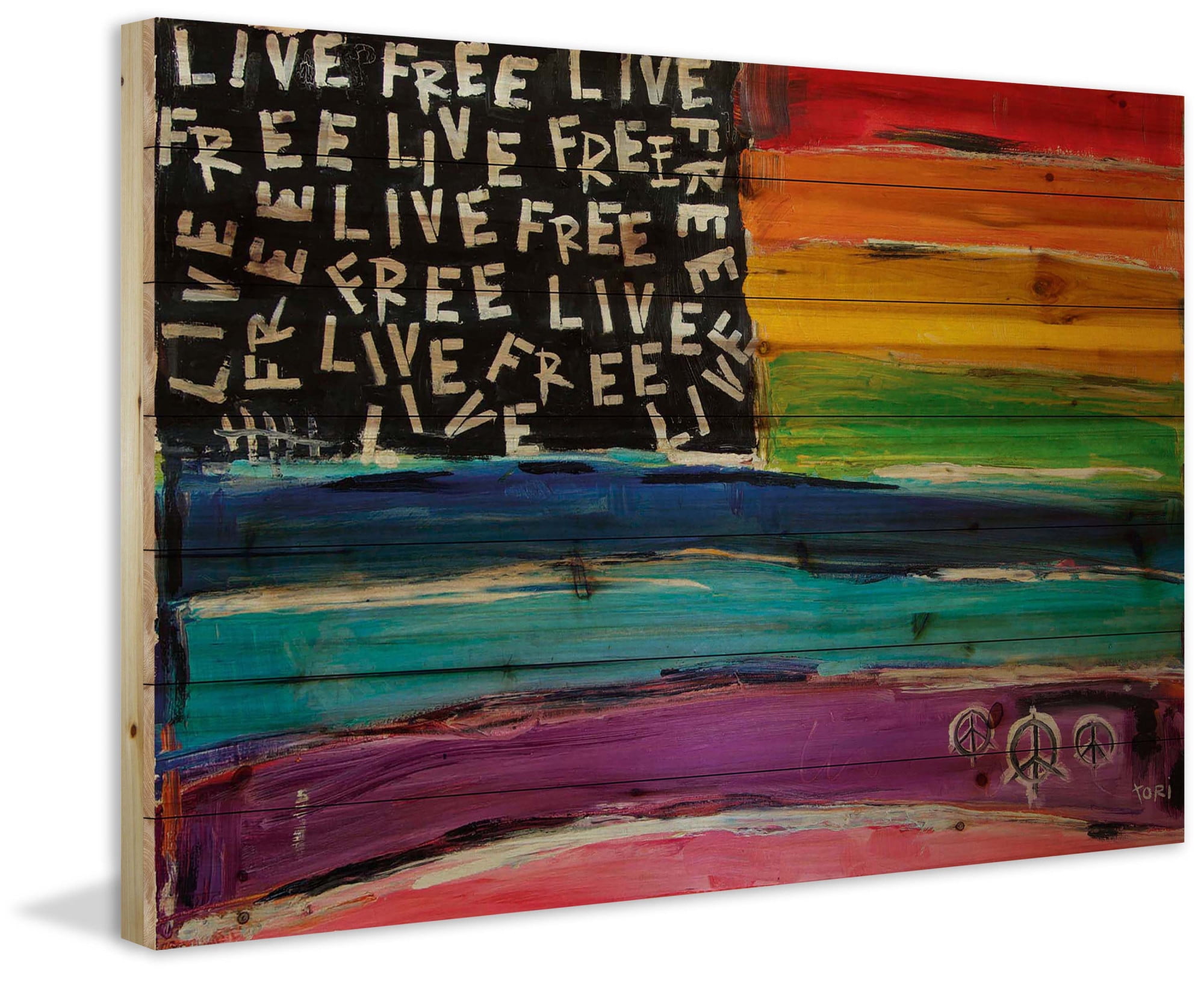 Marmont Hill "Live Free Rainbow Flag" by Tori Campisi Painting Print on ...