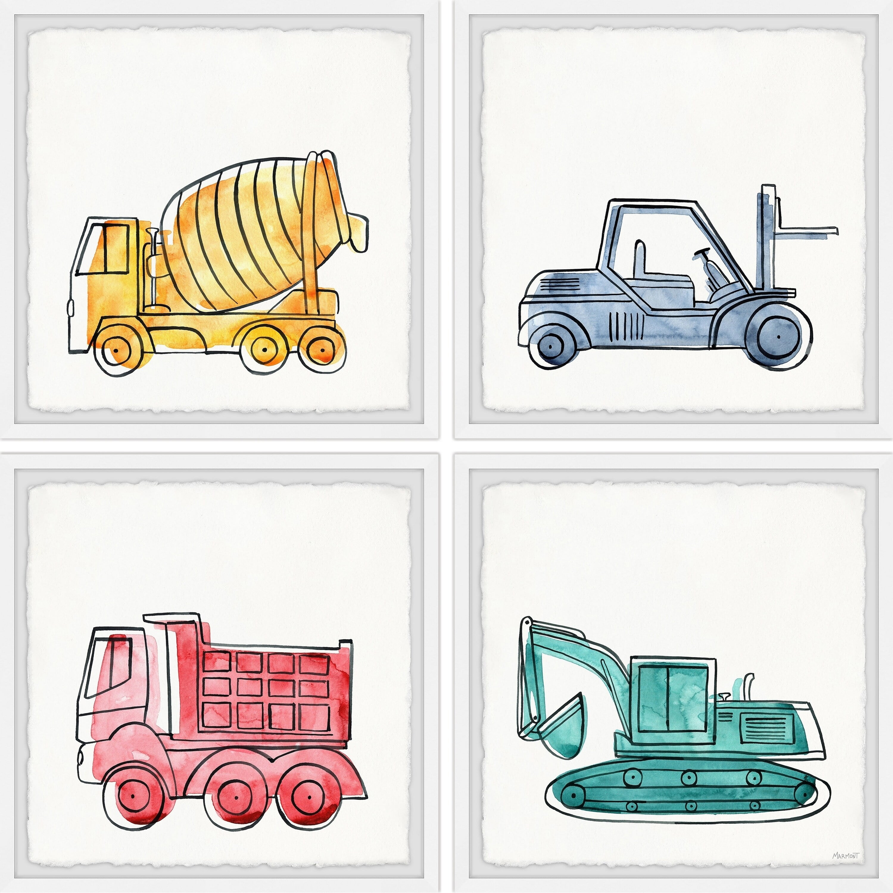 Marmont Hill Printed Construction Framed Art Prints, Set of 4 - Walmart.com