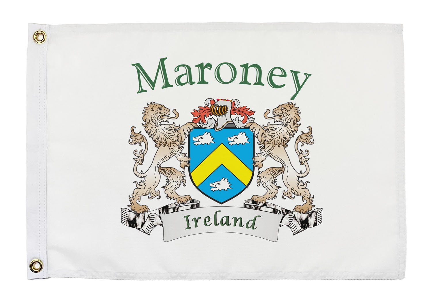 Maroney Irish Coat of Arms Small White Flag - 16"x10.5" inches ...