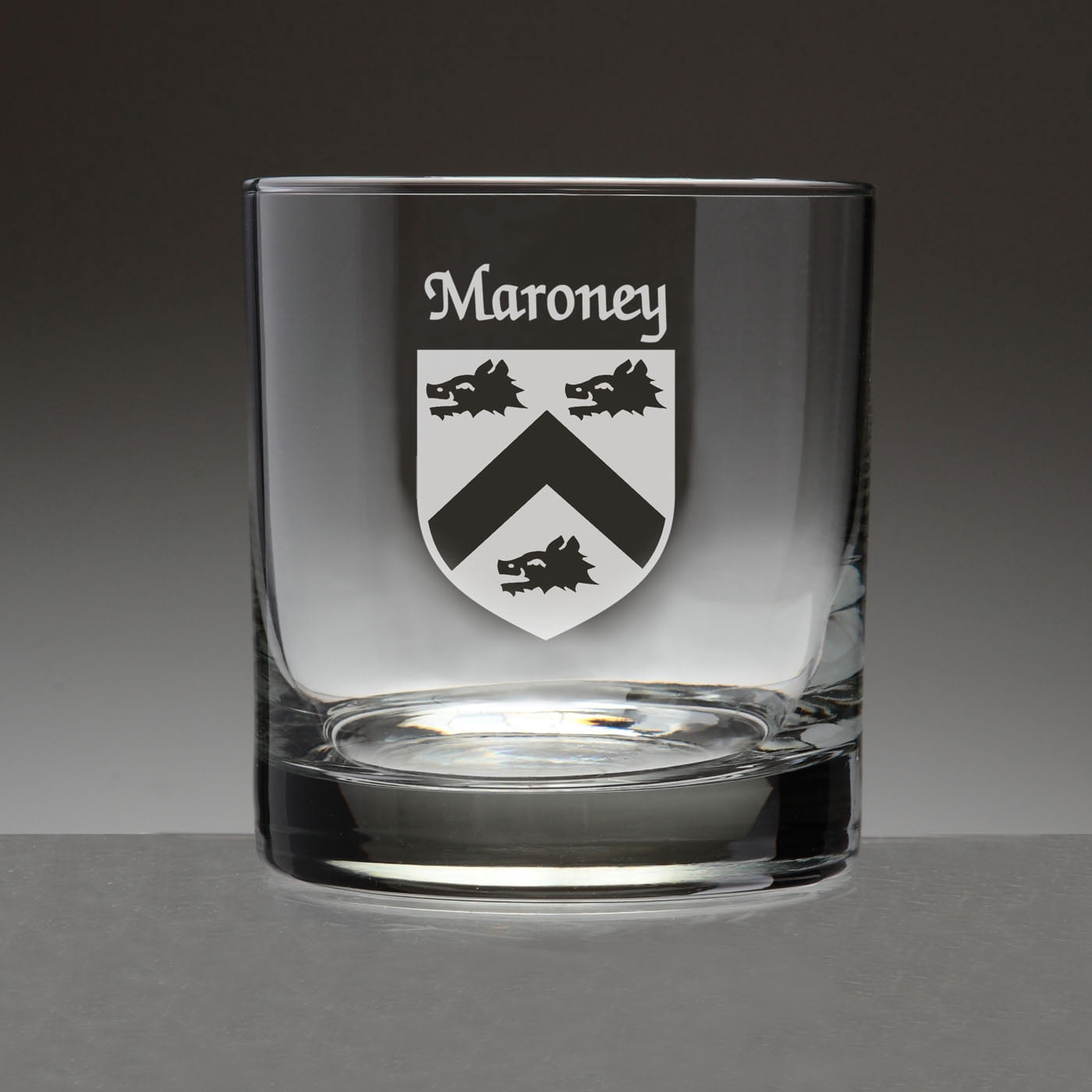 Maroney Irish Coat of Arms Tumbler Glasses - Set of 4 (Sand Etched ...