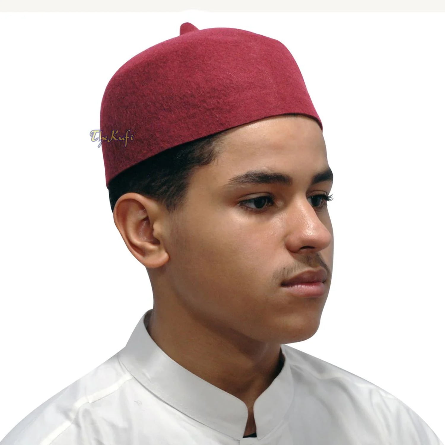 Maroon 100% Wool Felt Fez Muslim Kufi Hat with Tip - Walmart.com