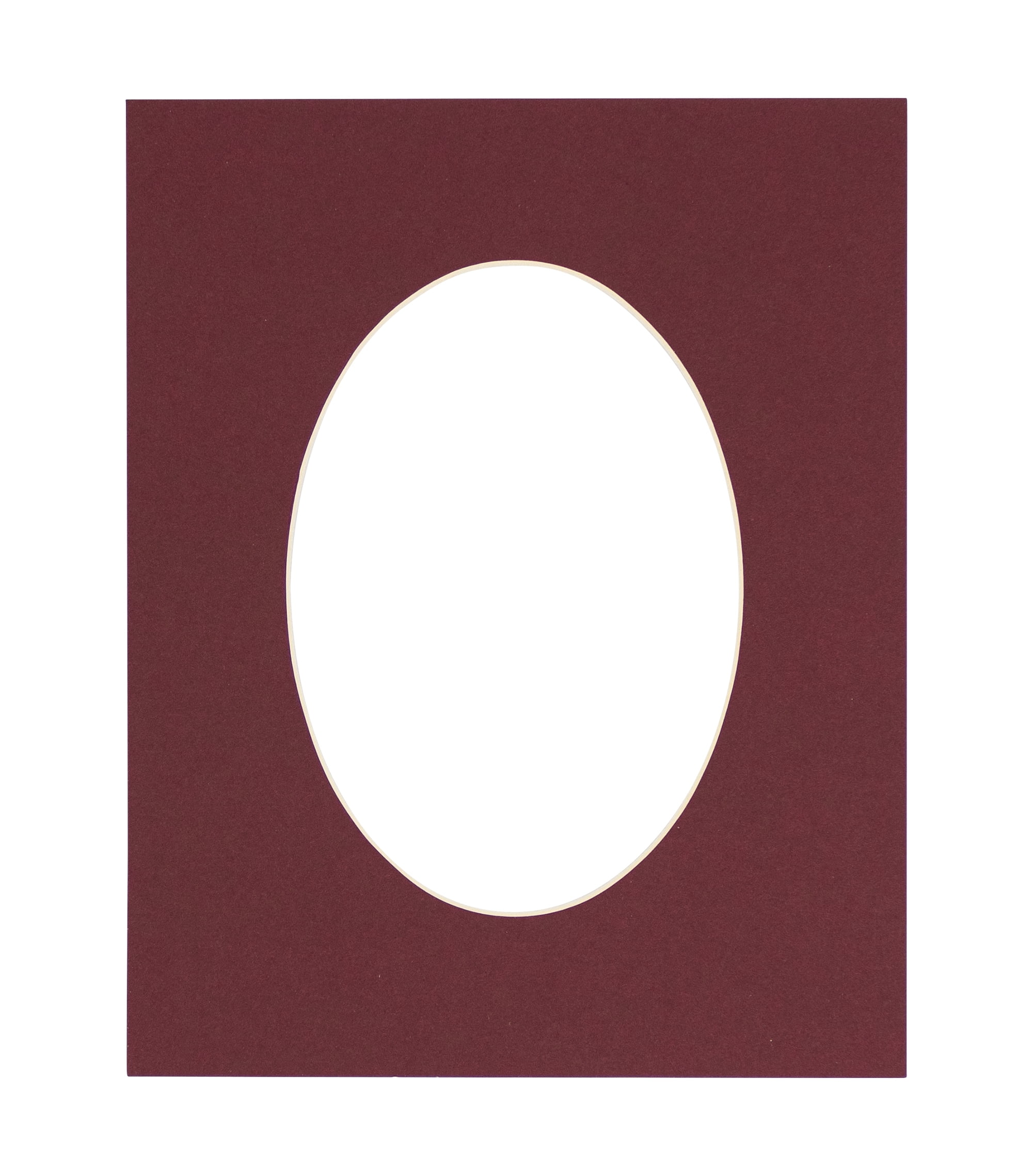 Maroon Acid Free 6x7.5 Oval Picture Frame Mat with White Core Bevel Cut ...